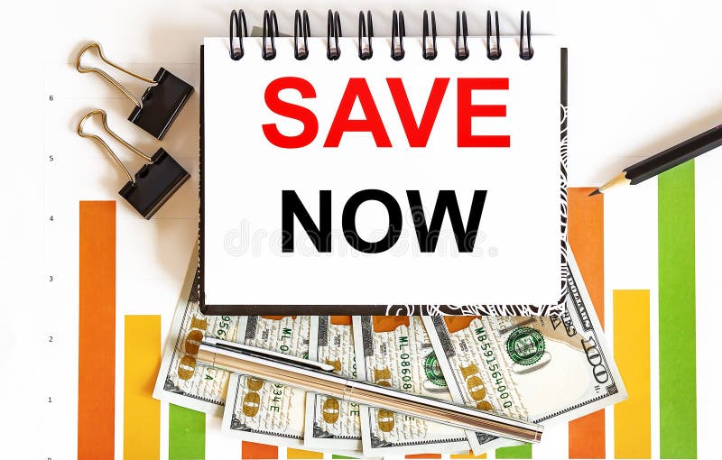 Notebook with Tools and Notes about SAVE NOW ,concept Stock Image ...