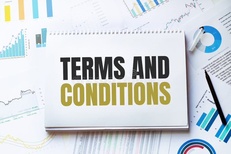 Notebook with Tools and Notes about Terms and Conditions ,concept Stock ...