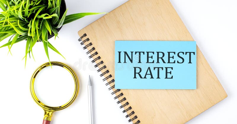 INTEREST RATE Text on Sticker on the Chart Background, Business Concept ...