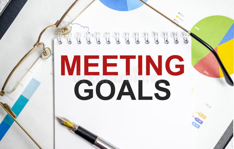 Notebook with Tools and Notes with Text MEETING GOALS Stock Image ...