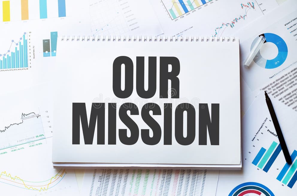 Notebook with Tools and Notes with Text OUR MISSION Stock Photo - Image ...