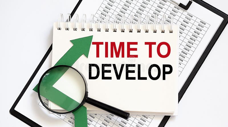TIME TO DEVELOP Text and Office Supplies, Business Concept Stock Photo ...