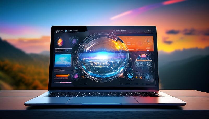 Notebook with Transparent Digital Screen Showing AI Visualization ...