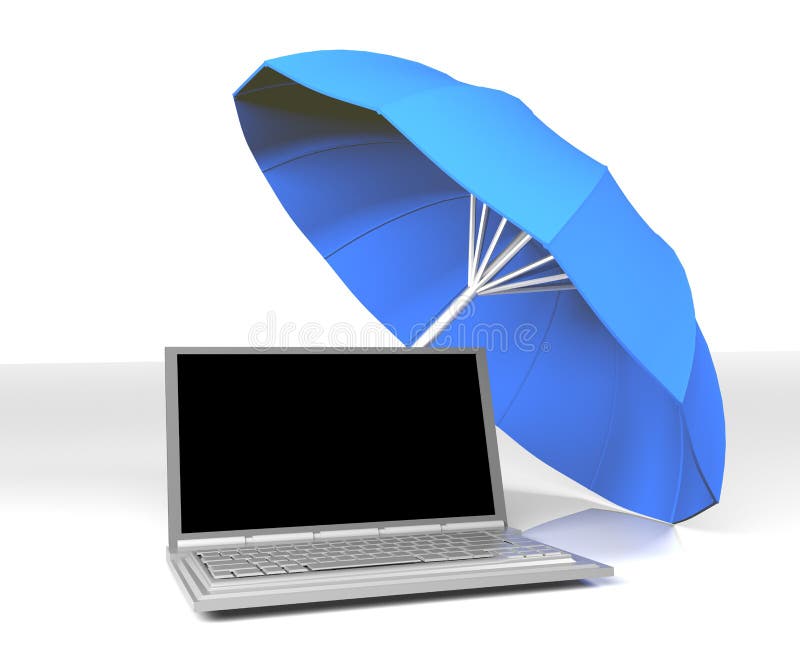 Protection Concept: Umbrella On Computer Keyboard Stock Illustration ...