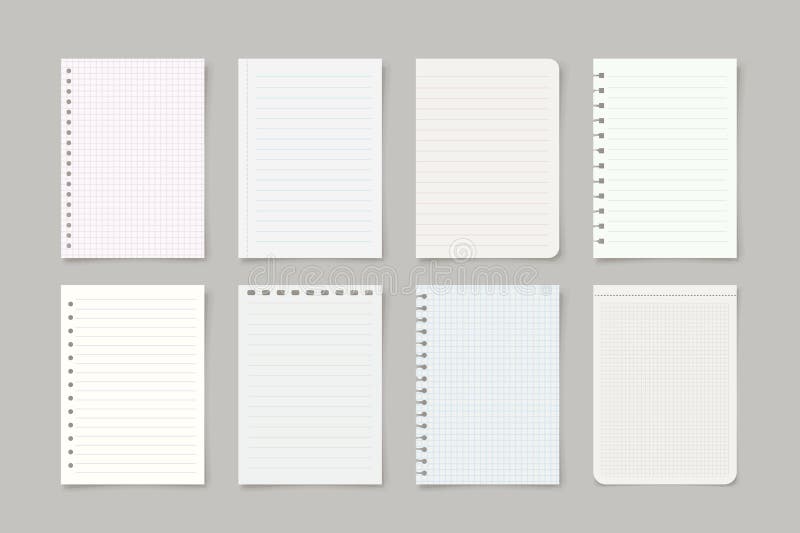 Notebook Various Papers in Set Realistic Design Stock Illustration ...