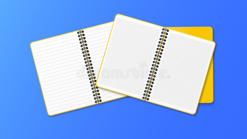 A Notebook with a Vertical Spring. Notepad in a Cage Grid with a White ...