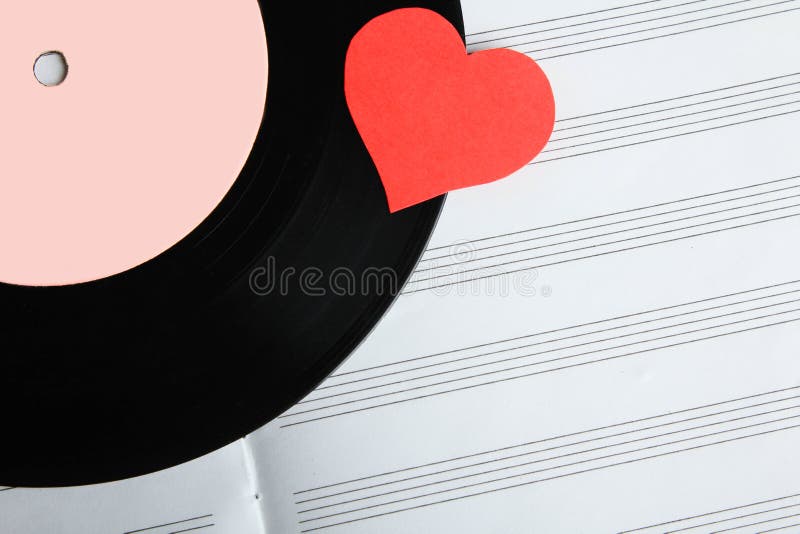 Notebook and vinyl record stock photo. Image of music - 129798916