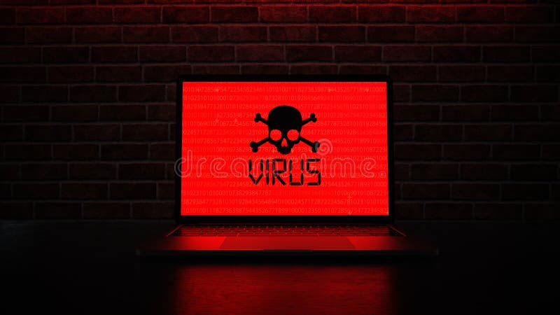 Notebook Virus Infection stock illustration. Illustration of ransomware ...