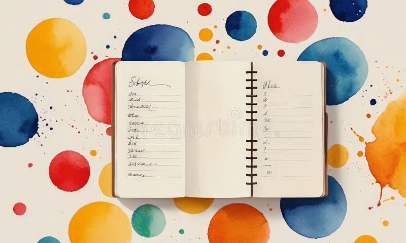 Notebook with Watercolor Splash on it Stock Illustration - Illustration ...