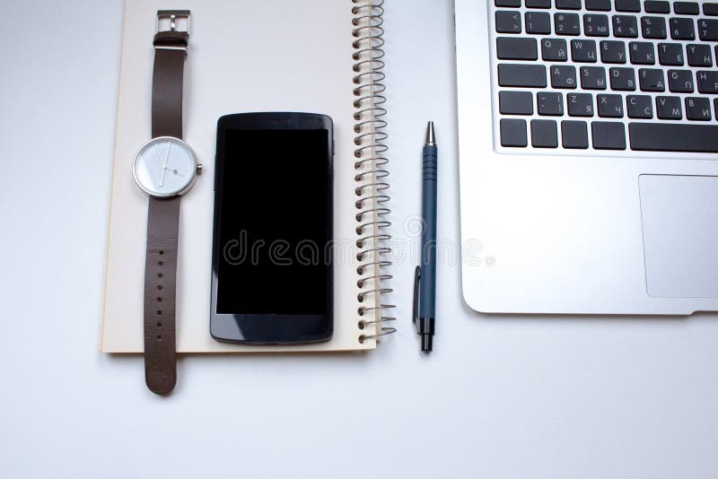 Minimalist Work Table , Modern Freelancer Work Place Stock Photo ...