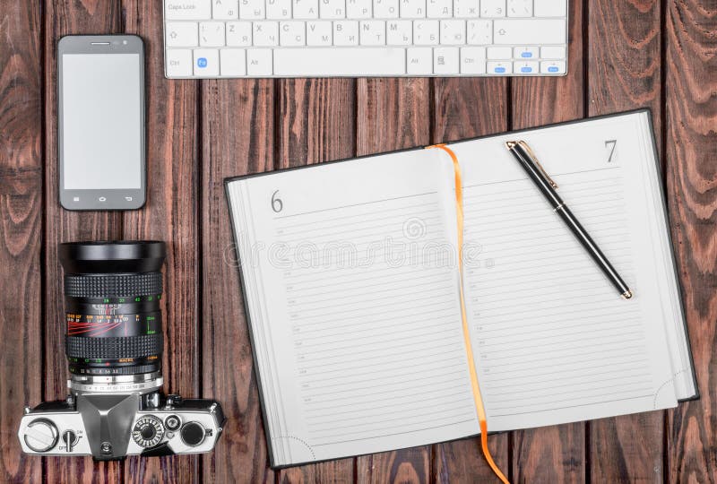 Notebook Wit Tablet on Wooden Table, Stock Image - Image of lifestyle ...