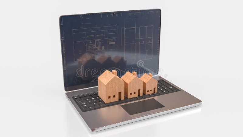 The Notebook and Wood House for Business Concept 3d Rendering Stock ...