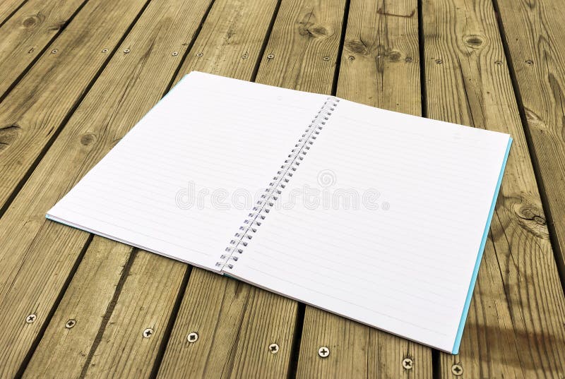 Notebook on wood stock image. Image of open, paper, office - 43612001