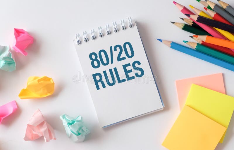 A Notebook with the Words 80 20 Rules Written on it. Stock Image ...