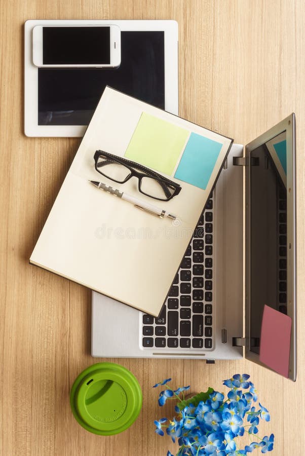 Notebook on a working desk stock image. Image of desk - 61178737