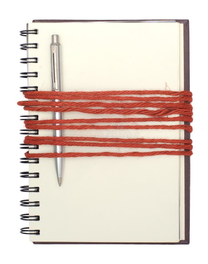 Notebook Wrap with Cord and Pen Stock Image - Image of class, empty ...