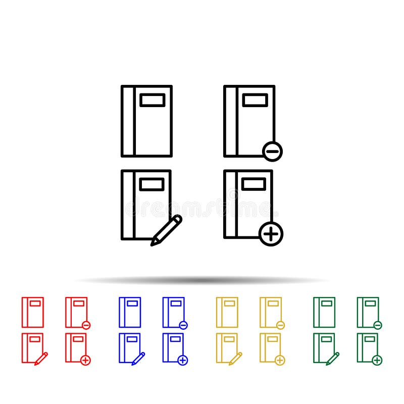 Notebook Write Plus Minus Sign Multi Color Style Icon Simple Thin Line Outline Vector Of