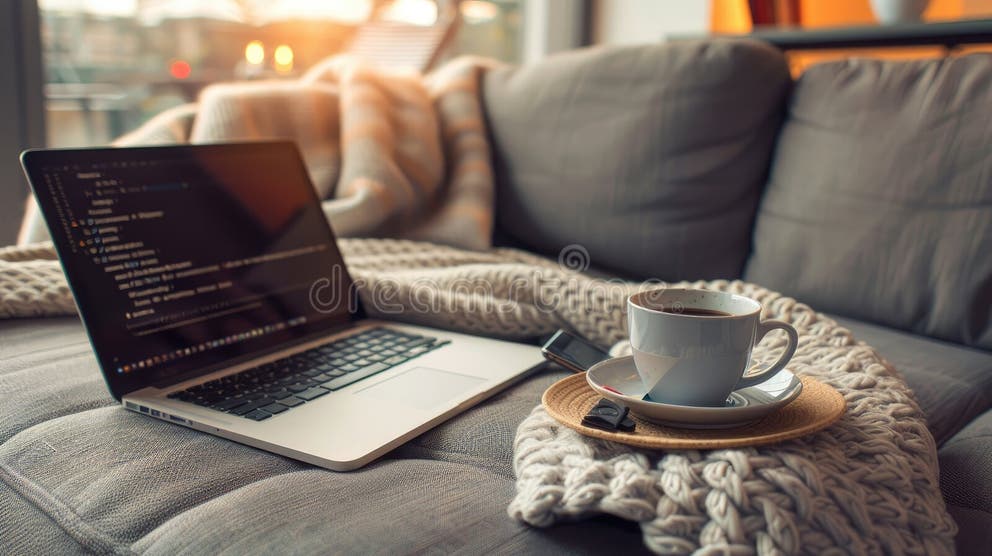 A Notebook with Writing beside an Open Laptop and a Coffee Cup on a ...