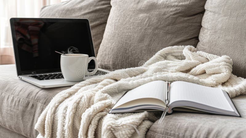 A Notebook with Writing beside an Open Laptop and a Coffee Cup on a ...