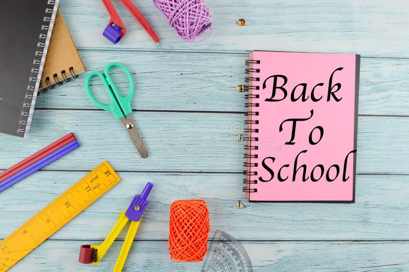 Notebook Written with Text BACK TO SCHOOL Stock Image - Image of happy ...