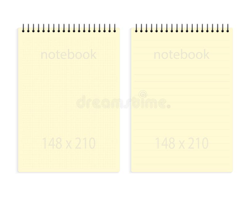 Notebook A5 148x210. Yellow Blank Notepad Paper Page Template with ...