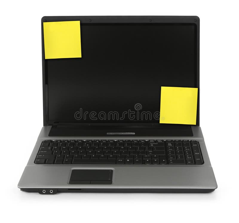 Sticky notes on LCD screen stock photo. Image of business - 3575304