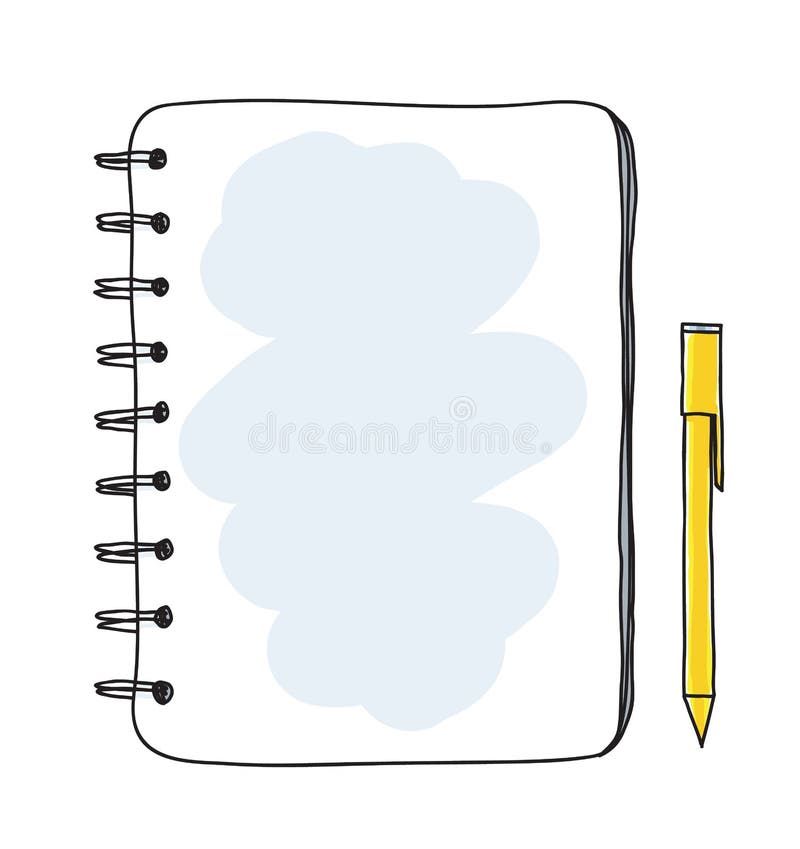 Notebook and Yellow Pen Hand Drawn Vector Art Illustration Stock Vector ...