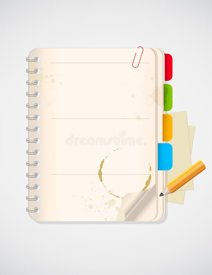 Notebook and yellow pencil stock vector. Illustration of decorative ...