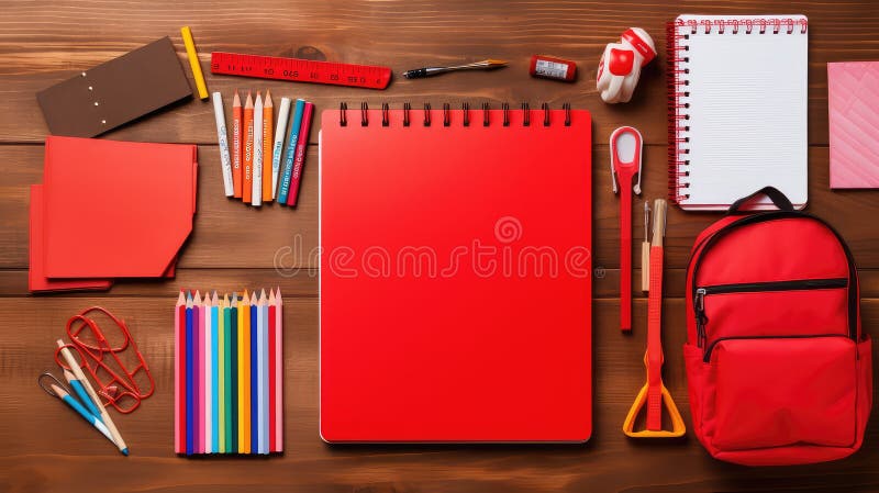 Notebooks Back To School Red Stock Illustration - Illustration of ...