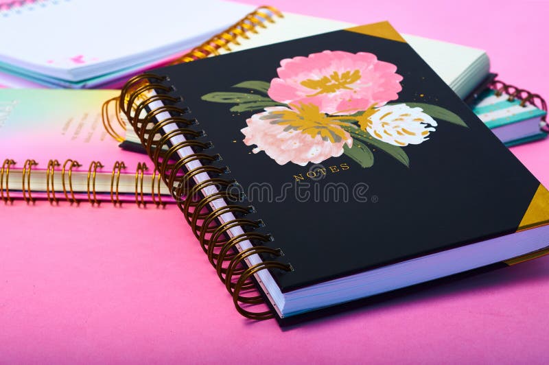 Notebooks with Beautiful Flower Congratulations Concept Stock Image ...