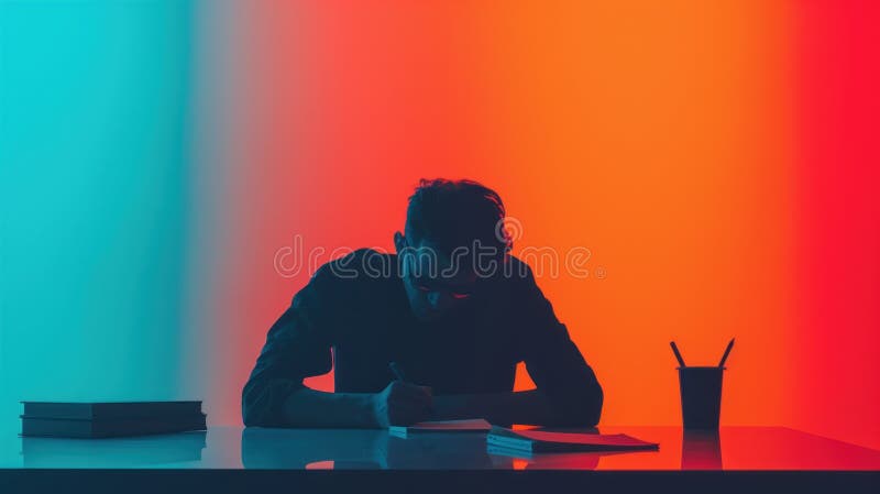 Notebooks and Binders on a Study Desk Close Up, Focus on, Copy Space ...