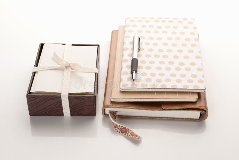 Notebooks with Box of Cards Stock Image - Image of card, cards: 25792933