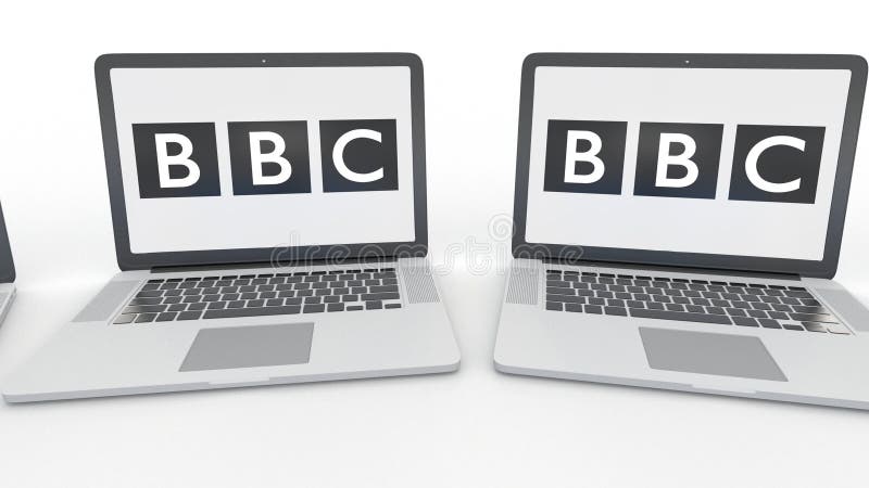 British Broadcasting Corporation BBC Logo on the Screen in a Meeting ...