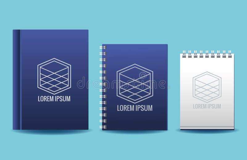 Notebooks with Cubes Emblems Mockup Branding Stock Vector ...