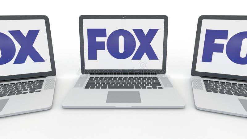 Notebooks with Fox Broadcasting Company Logo on the Screen. Computer ...