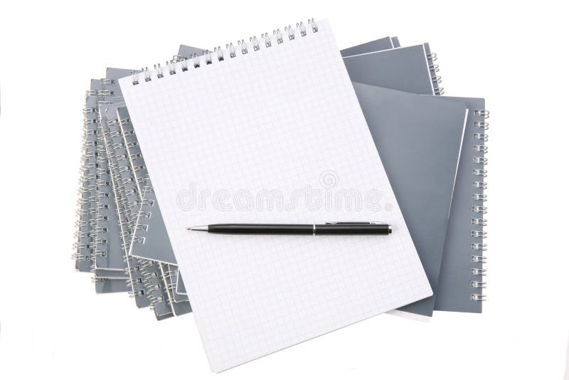 Notebooks and pen isolated stock photo. Image of list - 28423262