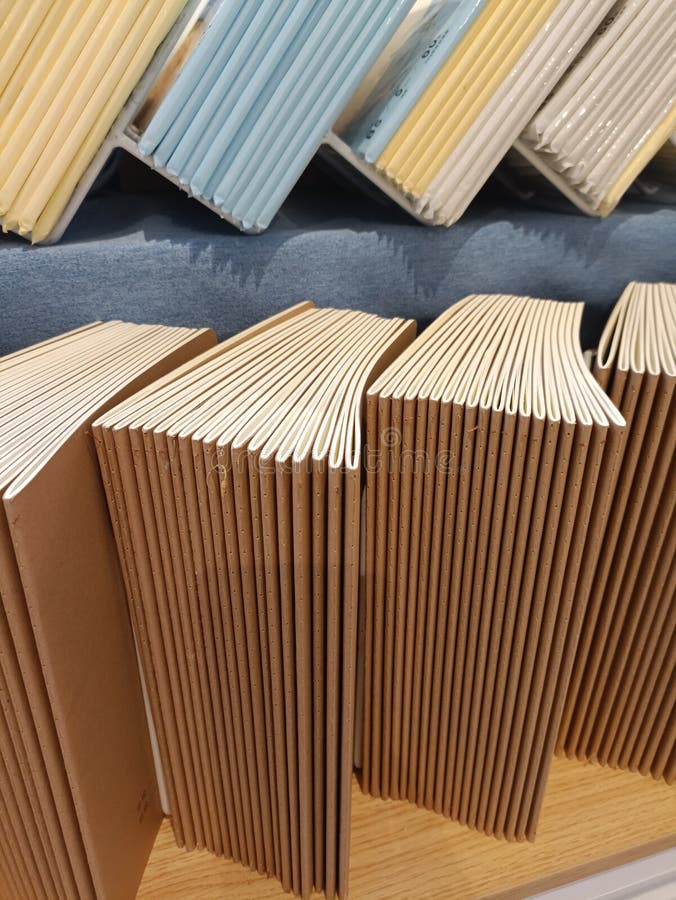 Notebooks Standing in Neat Rows, Ready for Sale in a Shop. Stock Image ...