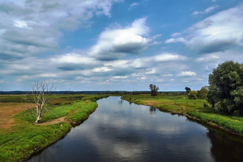 Notec River and Rural Landscape in Summer Stock Photo - Image of forest ...