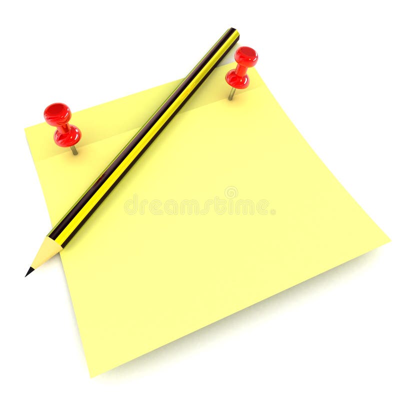 Blank note paper with pin stock vector. Illustration of vector - 6995800
