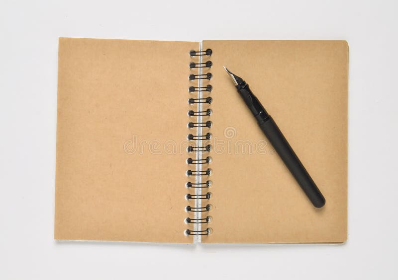 Notepad with Beige Paper and Pen on a White Background. Stock Photo ...