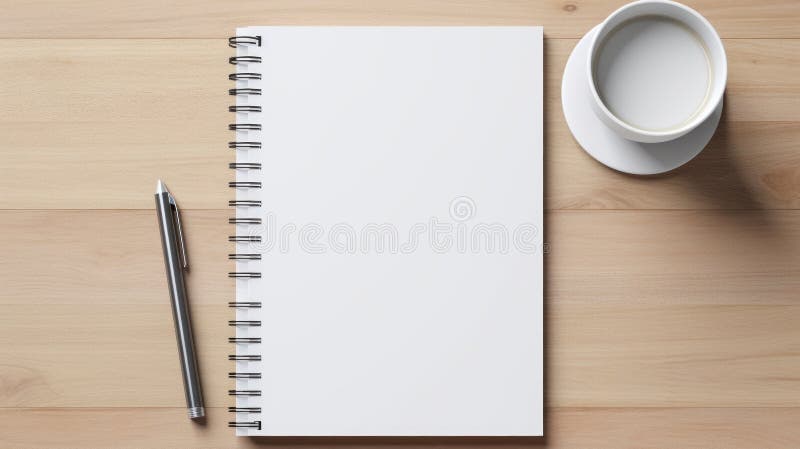 Notepad with Blank Front, Realistic on a Mockup Template in a Desk in a ...