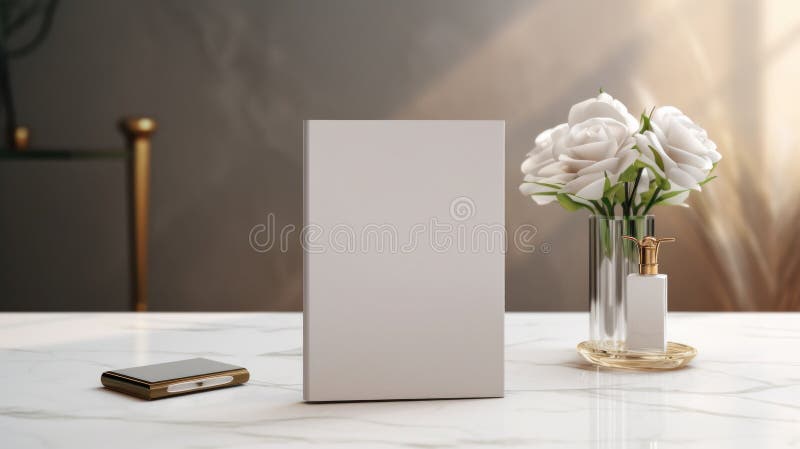 Notepad with Blank Front, Realistic on a Mockup Template in a Desk in a ...