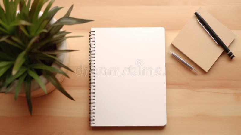 Notepad with Blank Front, Realistic on a Mockup Template in a Desk in a ...