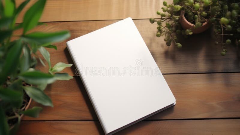 Notepad with Blank Front, Realistic on a Mockup Template in a Desk in a ...