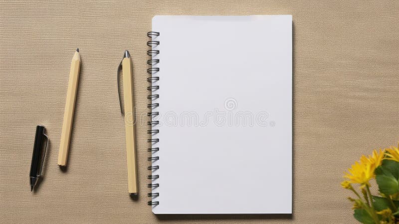 Notepad with Blank Front, Realistic on a Mockup Template in a Desk in a ...