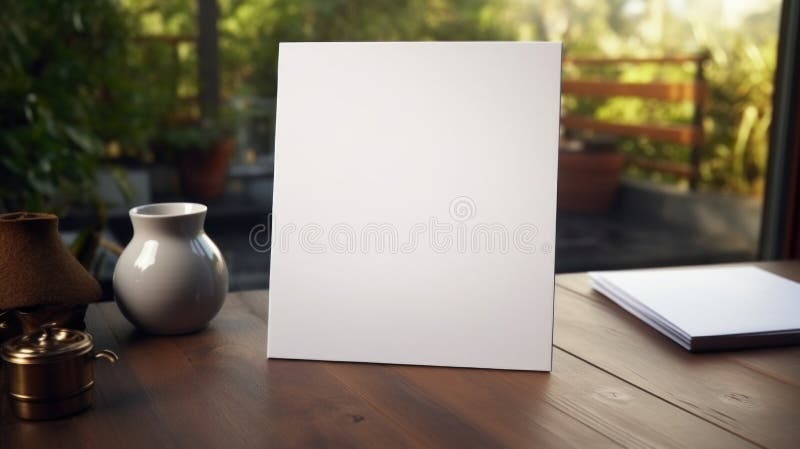 Notepad with Blank Front, Realistic on a Mockup Template in a Table in a Luxury Home Stock Image ...