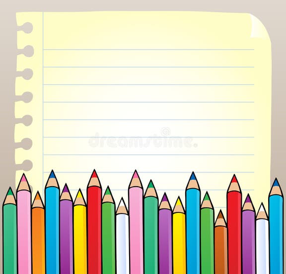 Notepad Blank Page with Crayons Stock Vector - Illustration of notepad ...