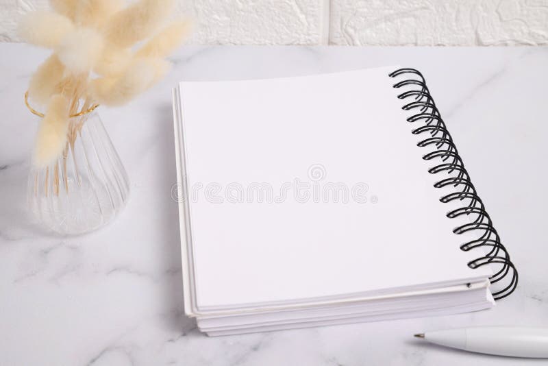 Notepad Blank Paper Mockup on the Table Stock Image - Image of blank ...