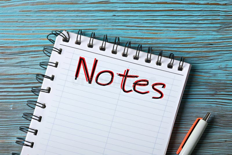 Notepad with Blank White Paper with Space for Notes, Pen on Wooden Blue ...