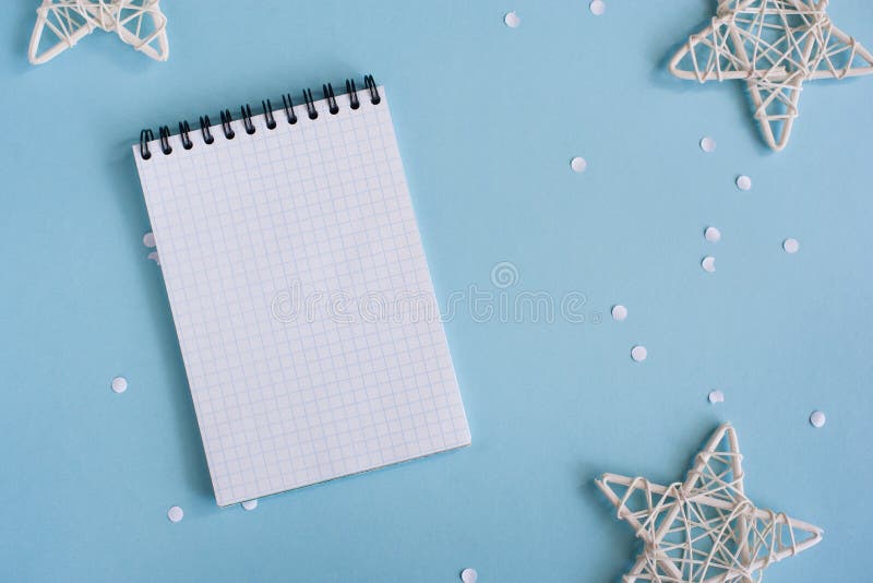 Notepad on a Blue Background Stock Image - Image of card, notepad ...